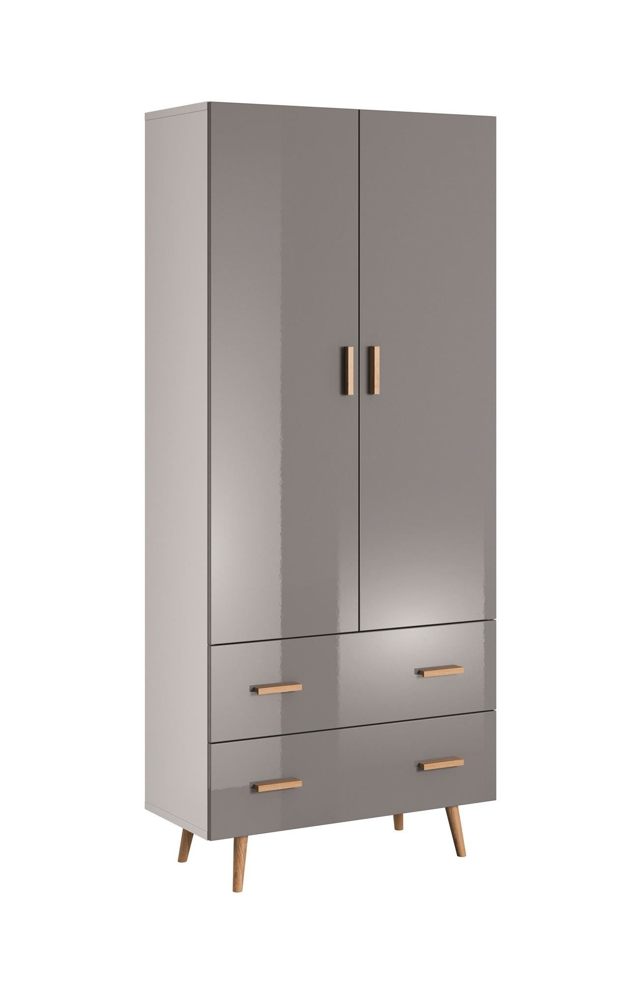 Brillo S2D2S - Szafa 2-drzwiowa 2 Szuflady Szara | Patiomeble - Meble białe, prowansalskie i ...