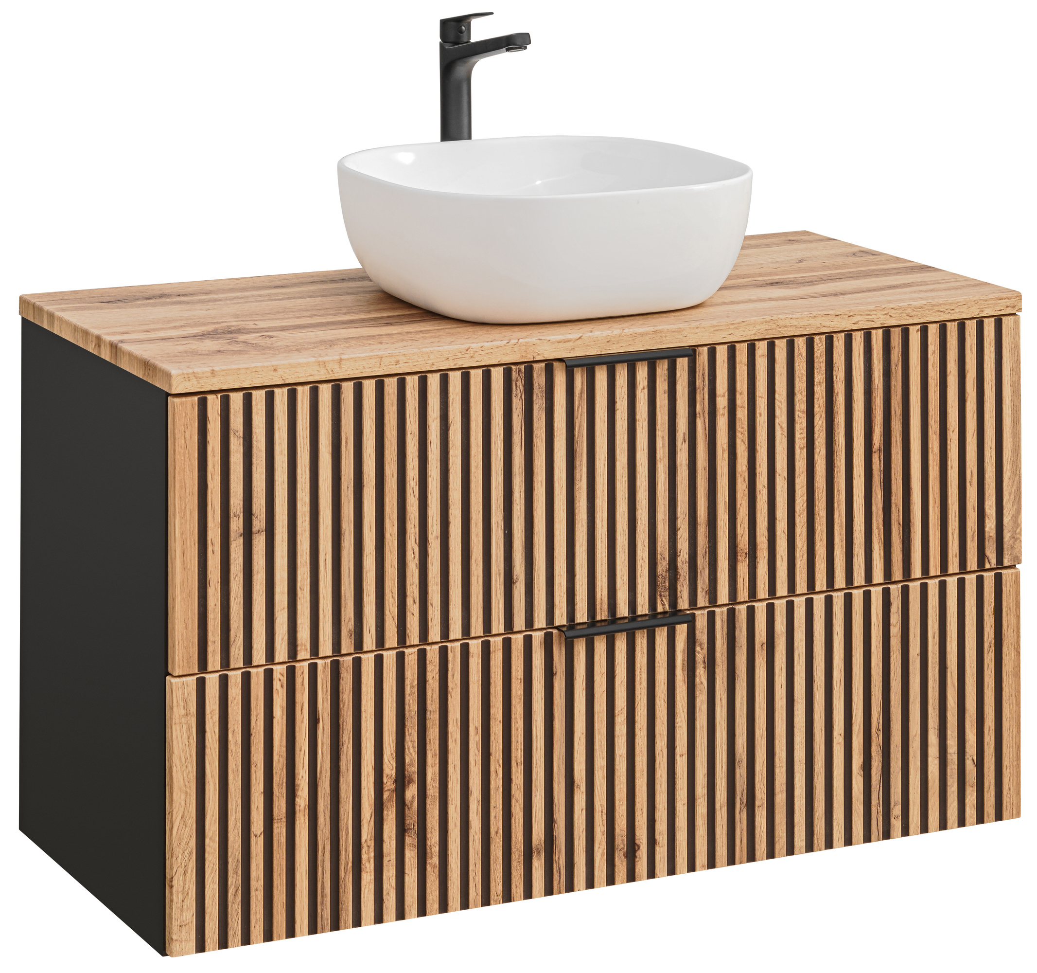 Szafka 100 cm Xilo Black Wotan z umywalką SMILE | Patiomeble - Meble ...